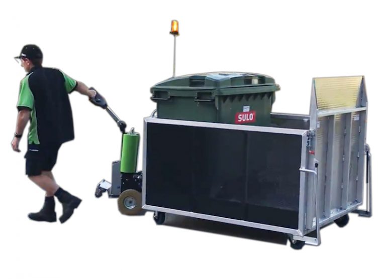 Aluminium Pedestrian Trolley Bin Trailer w Electric Tug | emoveit